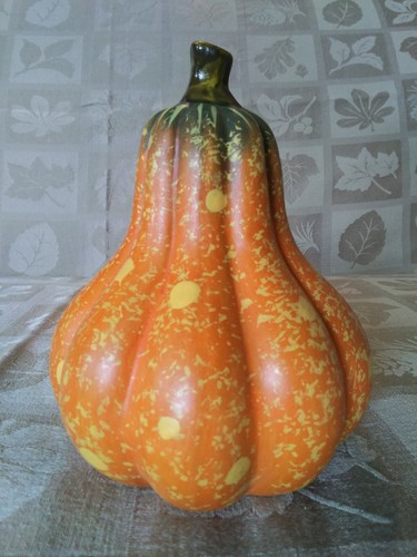 EUC Fall Harvest Thanksgiving (6.5"T) Pumpkin/Gourd Ceramic Decoration ...
