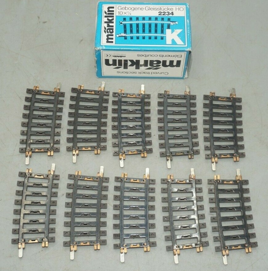 MARKLIN HO SCALE 2234 K TRACK 7 DEGREE CURVED 10 PC IN ORIGINAL BOX | eBay