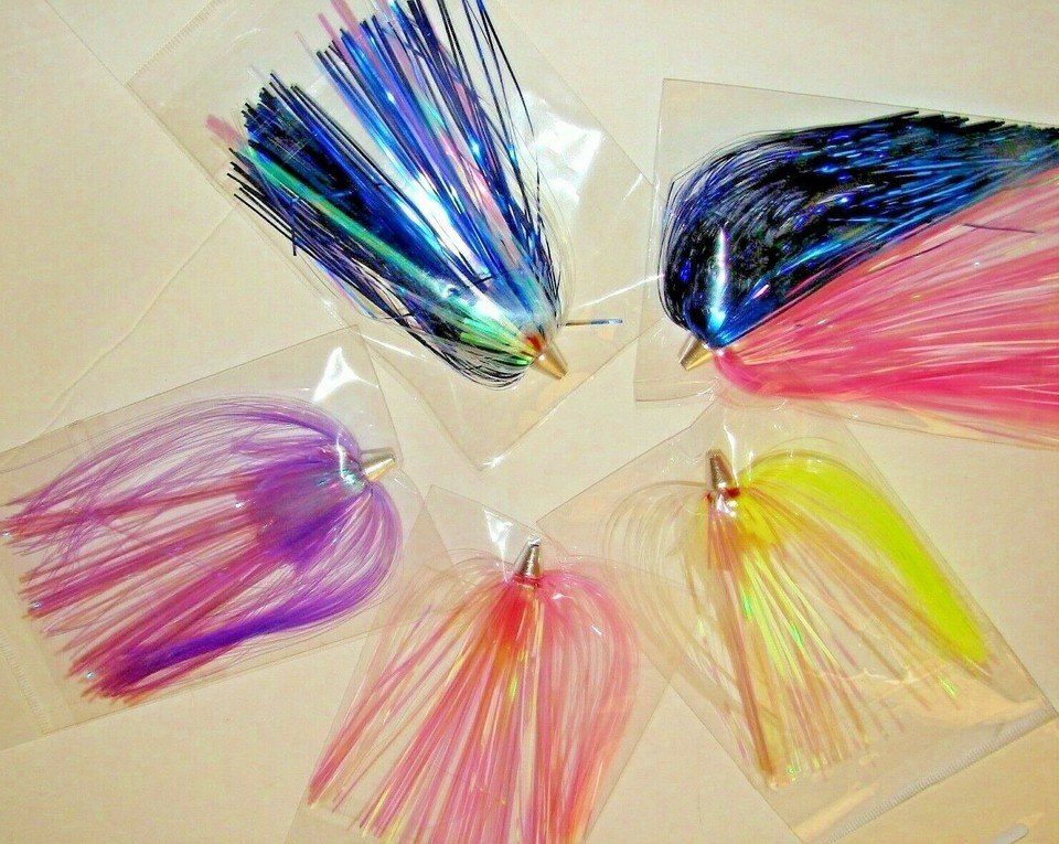 4 MYLAR DUSTER BLUE WATER FISH CANDY FLASH KINGFISH MACKERAL LURE ...