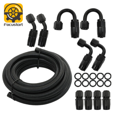 AN6 5M Nylon Stainless Steel Braided Oil Fuel Line & Fitting Hose End Adapter | eBay Australia