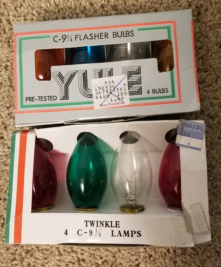 Vintage Christmas, 8 Twinkle Lights, C9, Clear Lacquer, tested Colors ...