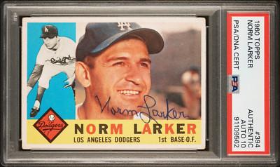 Norm Larker 1960 Topps #394 “Autograph" - PSA/DNA Authentic - Gem Mint ...