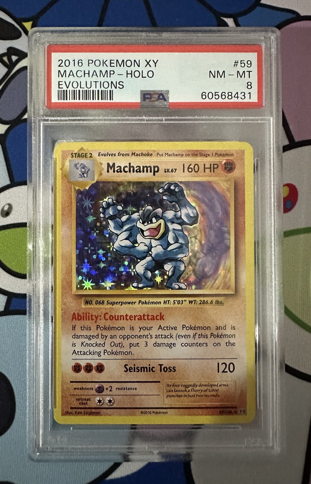 2016 Pokemon XY Evolutions Machamp 59/108 Holo Foil PSA 8 NEAR MINT NM ...