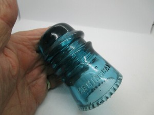 CD-121 HEMINGRAY No 16 GLASS INSULATOR SDP IN SPARKLING DARK AQUA BLUE ...