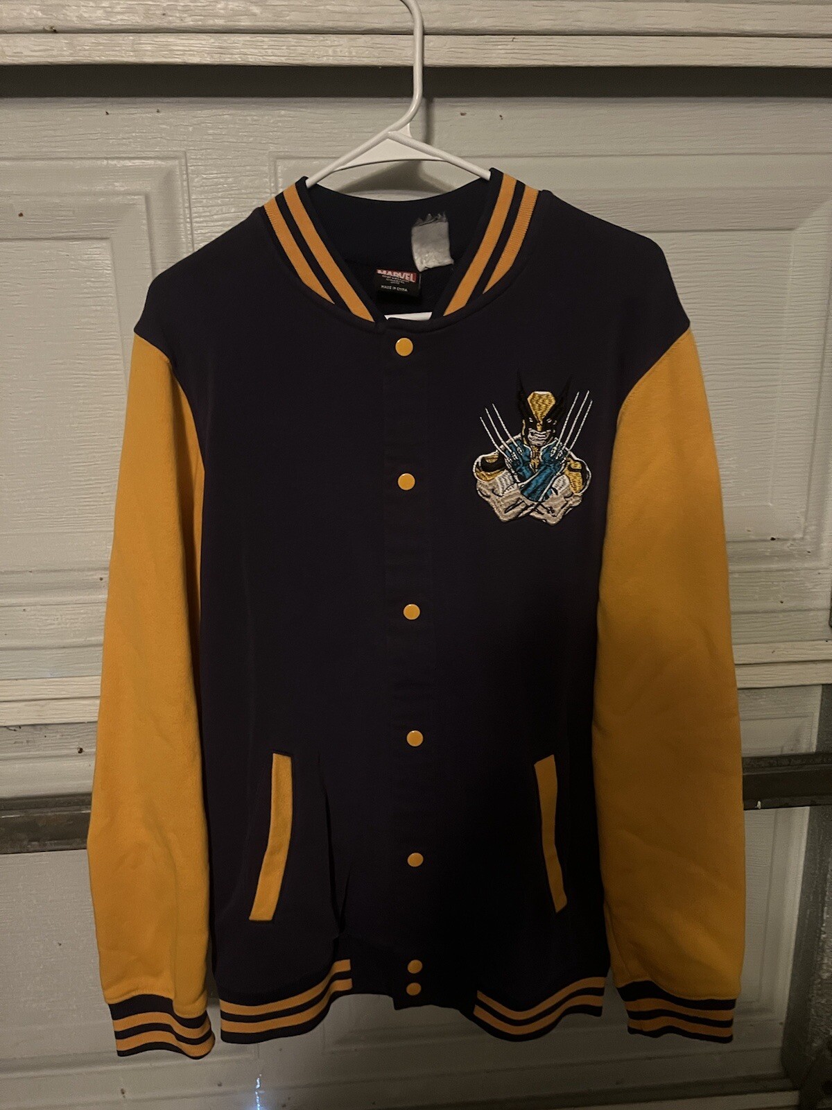 Marvel Wolverine Varsity Jacket Men Snap Button Embro… - Gem