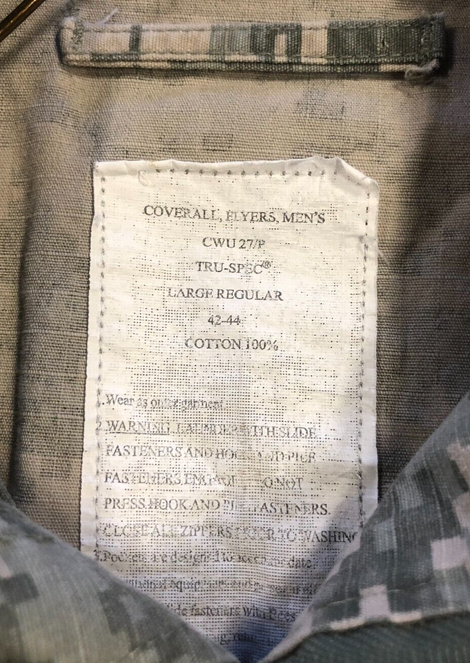 Flight Suit 42L ACU Military Coveralls Overalls USAF Army Men Flyer 319 ...