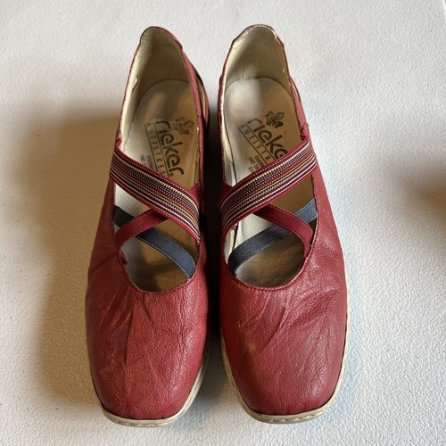 Rieker Red Shoes Mary Jane comfort anti stress slip on size 38 7 | eBay