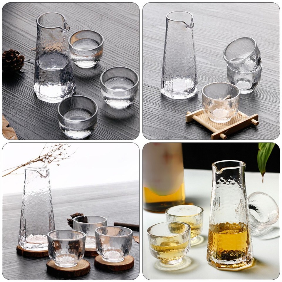 1 Set 4Pcs Glass Sake Cups Japanese Style Sake Set Sake Pot ...