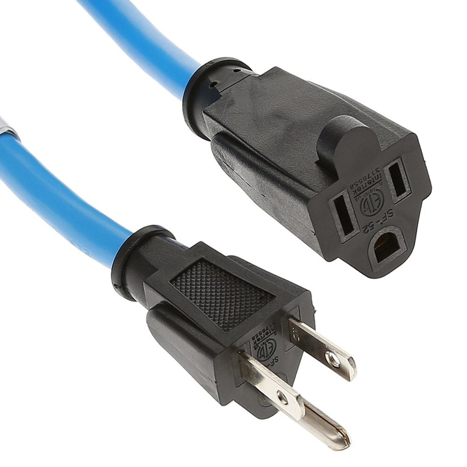 50FT Outdoor 14 Gauge 3-Prong Blue Power Cable Extension Cord SJTW ...
