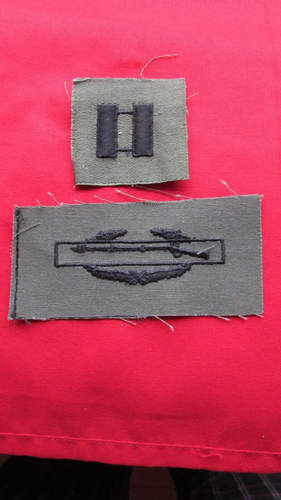 US Army Captain + Combat Infantryman Collar Cloth Badges Sewn on ...