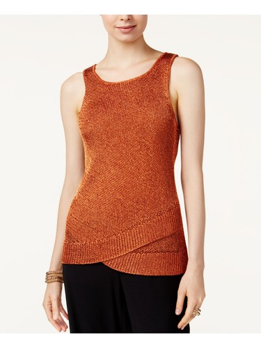 BAR III Womens Orange Textured Sleeveless Jewel Neck Top Size: XL ...