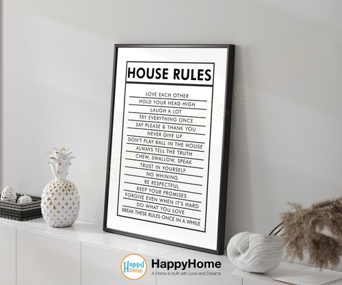 House Rules Wall Art Family Rules Home Sign Homewarming Prints Wall ...