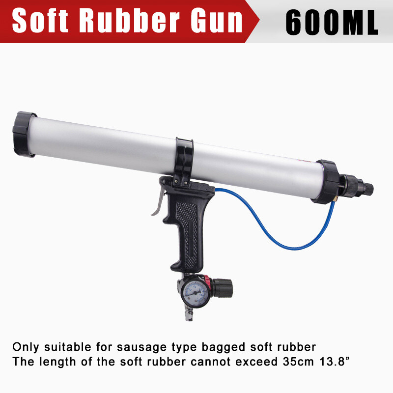 600ML Adjustable Pneumatic Caulk Seam Sealer Gun Soft Glue Air Rubber ...