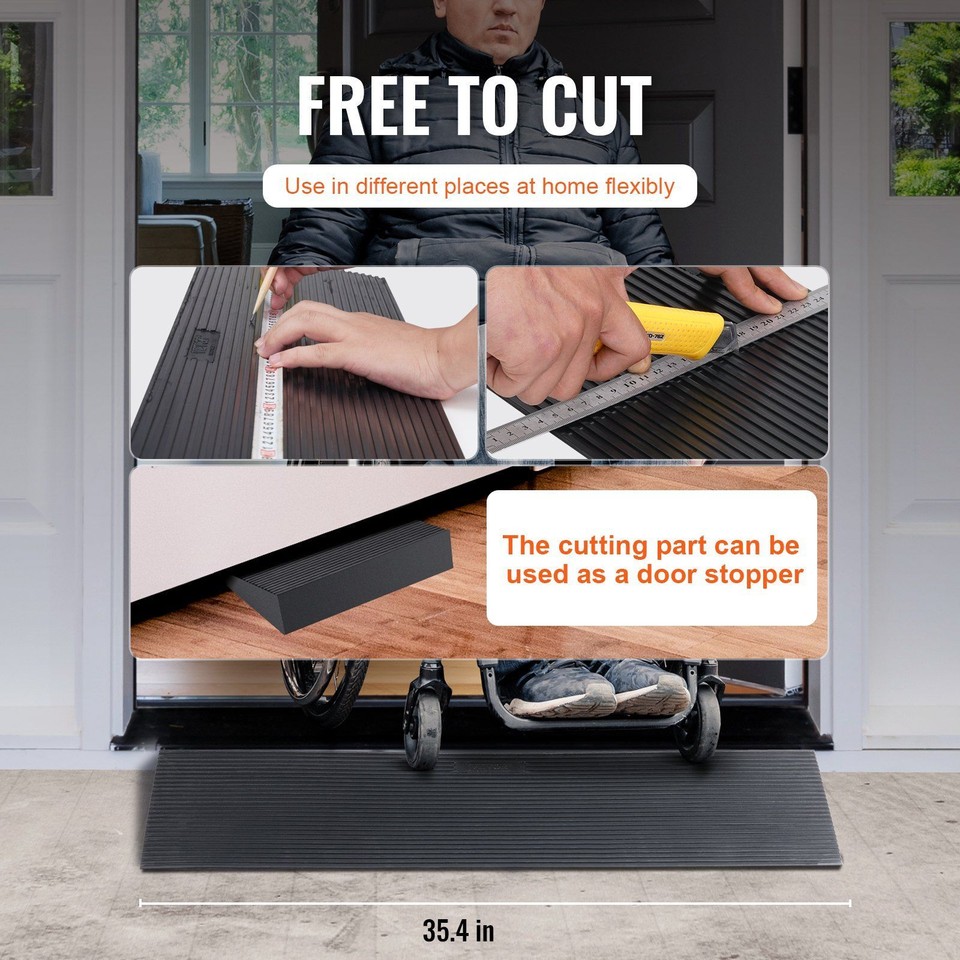 Rise Adjustable Threshold Ramp 35.4" - Non-Slip Rubber Ramp for ...