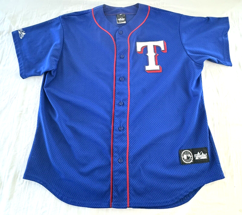 MAJESTIC Genuine MLB Texas Rangers Blue Mesh Baseball Jersey Unisex ...