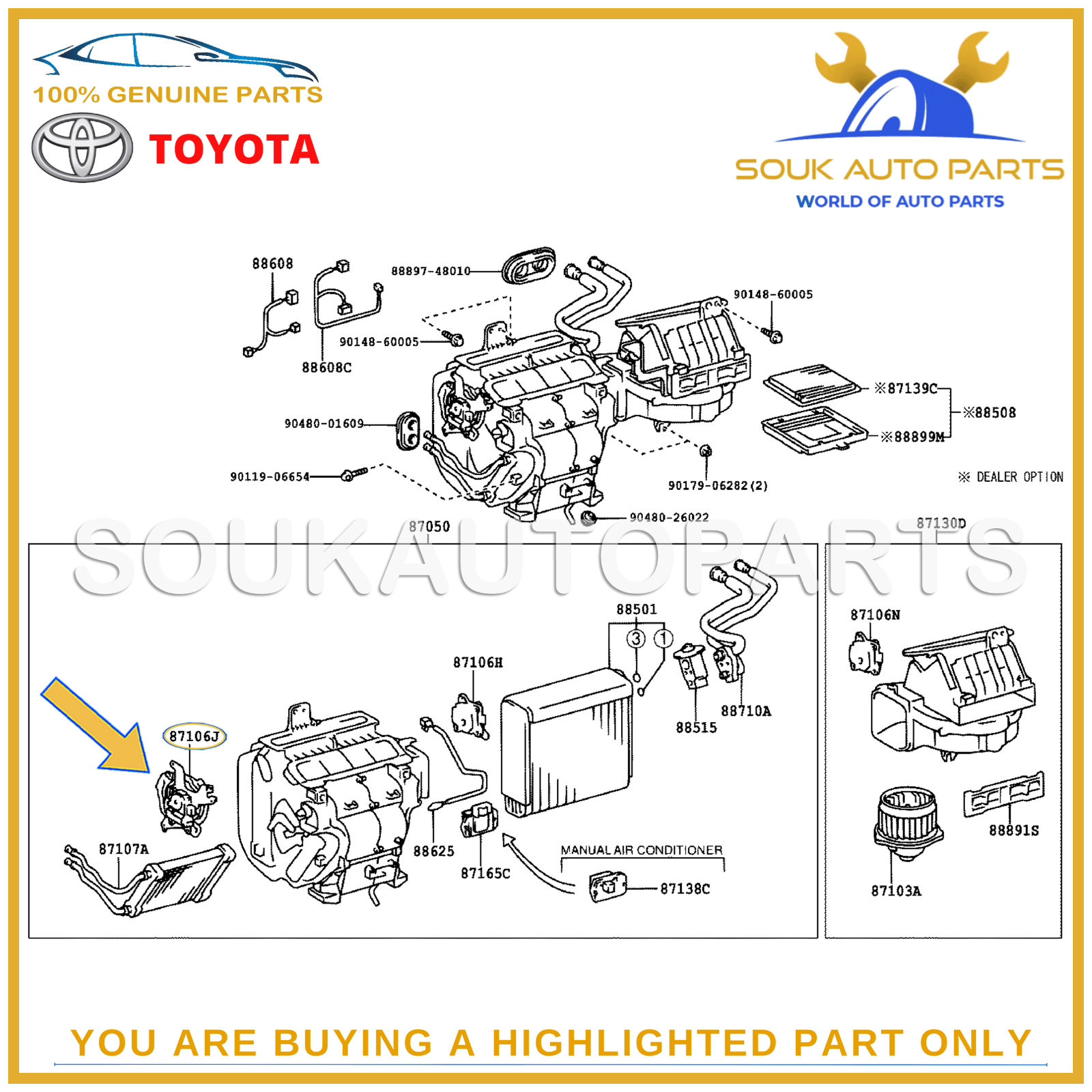 87106-48070 Genuine Toyota SERVO SUB-ASSY, DAMPER (FOR MODE) 8710648070 ...