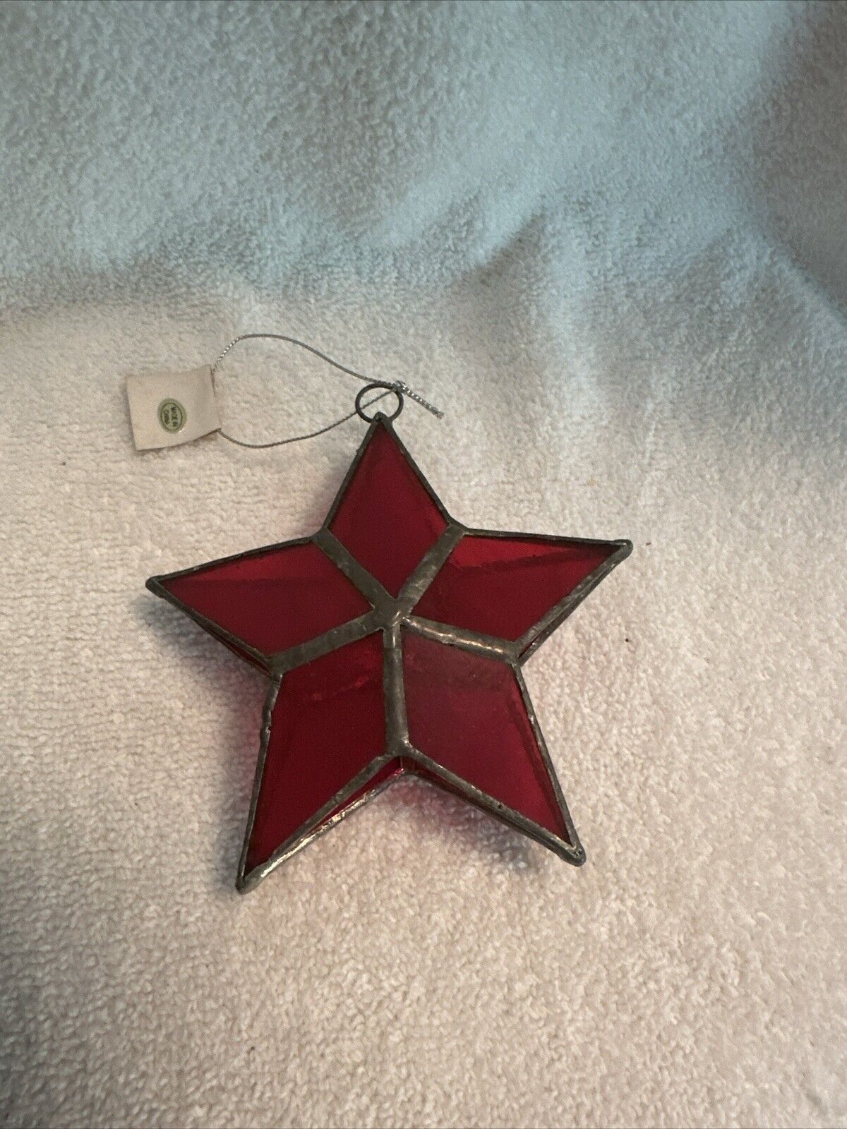 Vin Artisan Handmade 3d Leaded Red Star Stained Glass Ornament