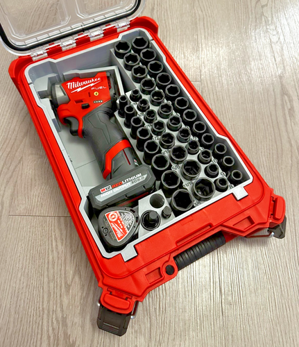 Milwaukee M12 3/8" Sub-Compact Impact PACKOUT Insert Only W/ Socket ...