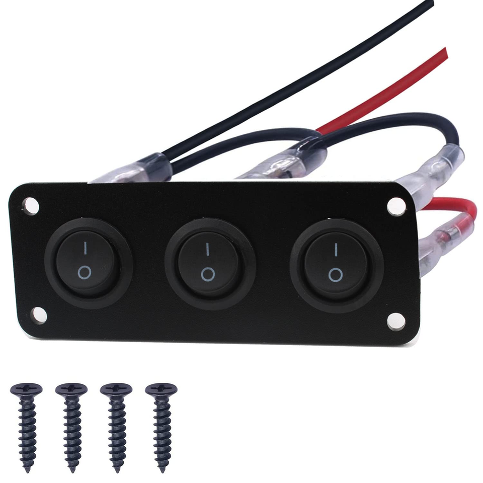 12V -24V round Switch Panel,3 Gang Car Rocker Toggle Switches Panel,On ...