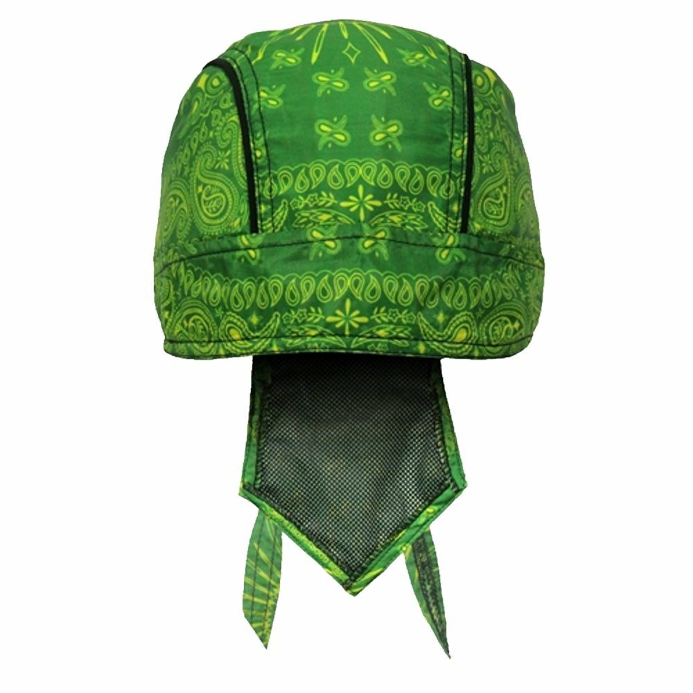 Neon Green Yellow Paisley Durag Headwrap Bandanna Sweatband Lined Biker ...