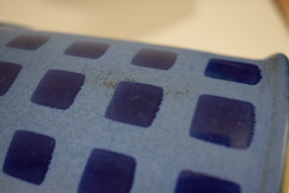 Denby England Handcrafted Pottery Pitcher Cobalt Blue Checked Reflex ...