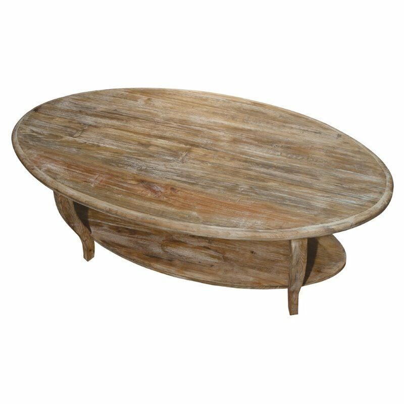 Alaterre Rustic Reclaimed Wood Oval Coffee Table Brown