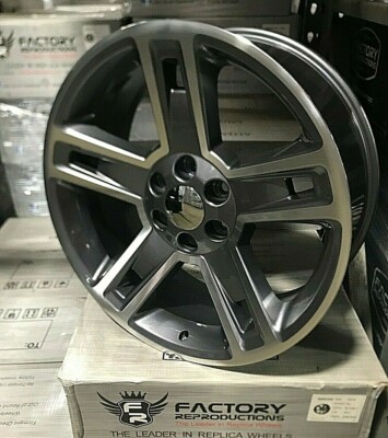 Fits 22" Chevy CK 160 5664 Grey Machine Wheels Rim Sierra Yukon Denali ...