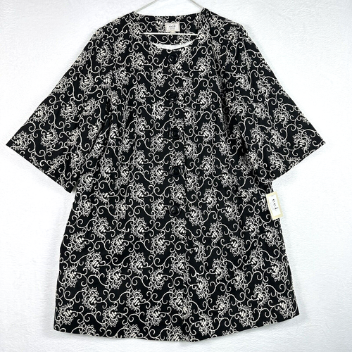 ECI Swing Coat NWT Women’s Size 18W Black With White Embroidery Floral ...