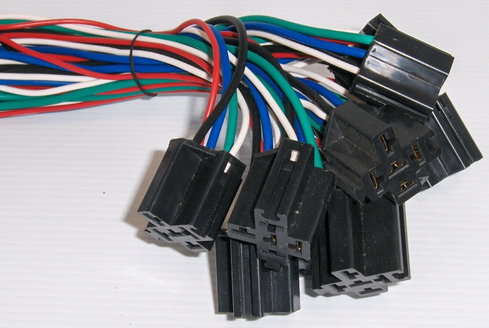 10) Automotive Wiring Interlocking 5 PIN Relay Sockets w/ Leads Harness ...