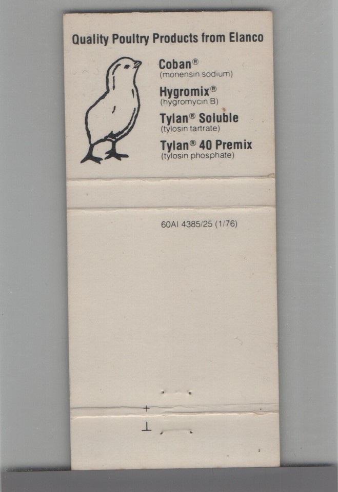 Matchbook Cover Elanco Products Co. Poultry Products | eBay
