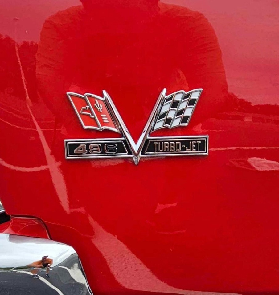 Big Block Chevrolet Chevy 496 Turbo Jet Crossflag Fender Emblems (Pair ...