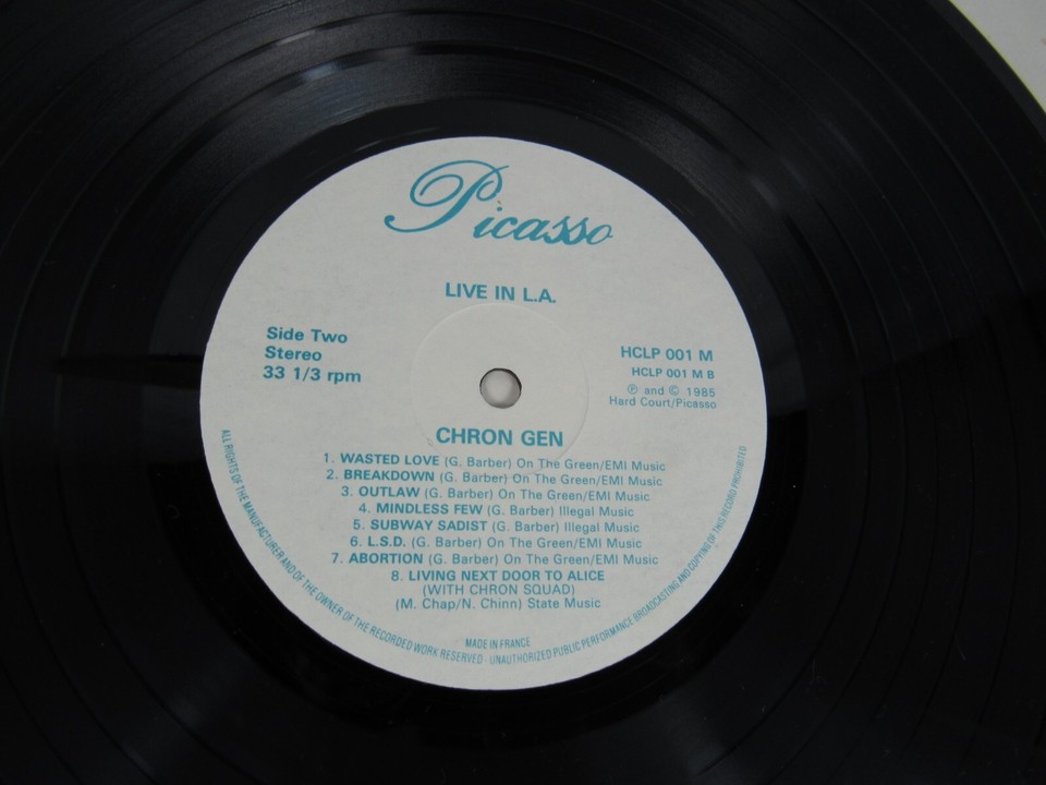 Chron Gen - Live At The Old Waldorf French Press 12" Vinyl LP 1985 Punk ...