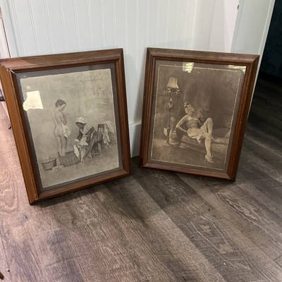 Vintage Framed R Kendrickson Bathroom Wall Art Boho Country Nude ...