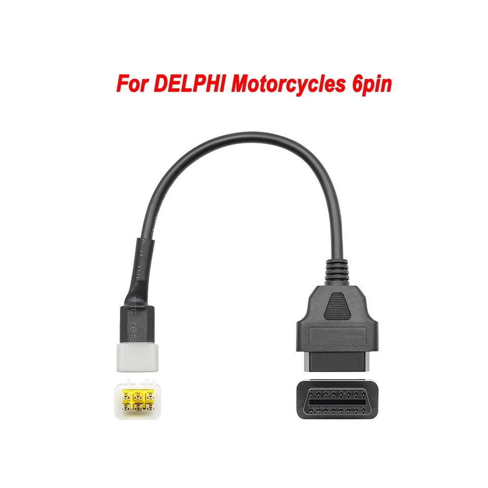 6-Pin to 16-Pin Motorcycle OBD2 Diagnostic Adapter Cable For Delphi ...