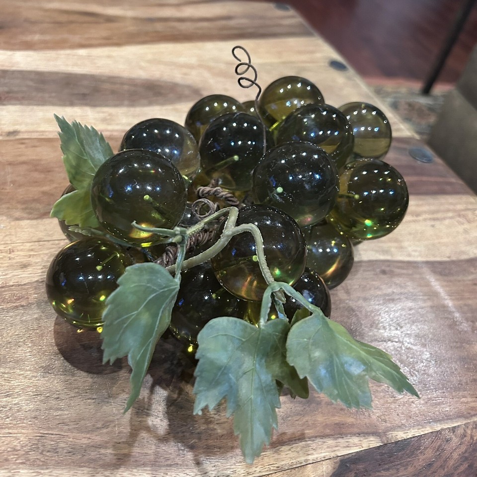 Vintage Large Green Lucite Grapes - 20 Grapes. Cluster is Approx 8” X 3 ...