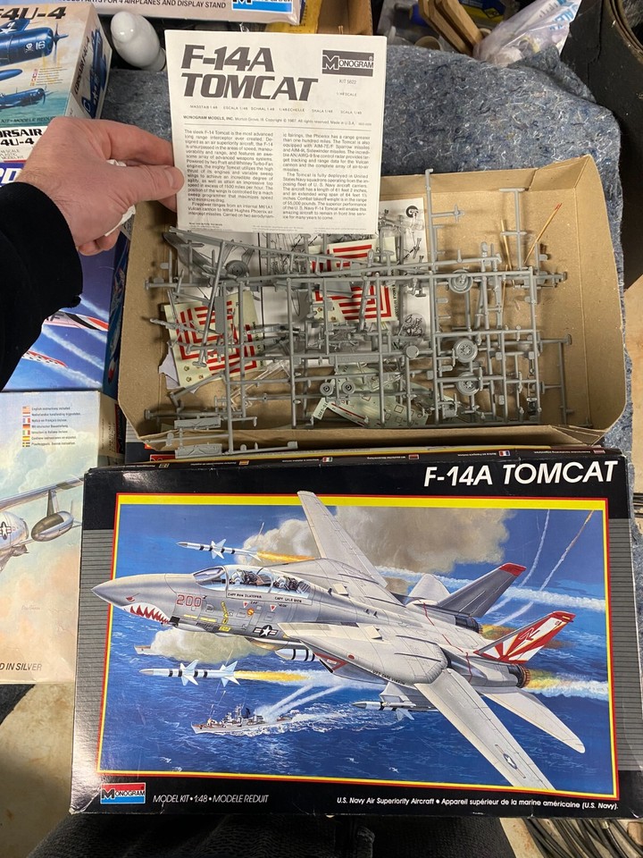 7 Vintage 1:48 1:72 Scale Model Kit BOXES ONLY F-14 F-15 F-16 SR-71 ...