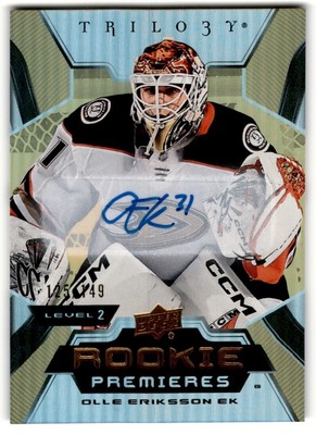 2023-24 UD Trilogy Premieres Level 2 Gold Olle Eriksson Ek Rookie Auto ...