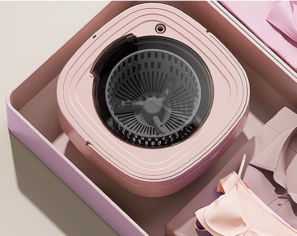 Mini Foldable Electric Washing Machine, Portable Pink Washing Machine ...