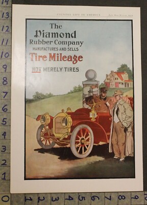 1911 AUTO CAR DIAMOND RUBBER COMPANY TIRE RACE DECO COLE ROADSTER RACE ...