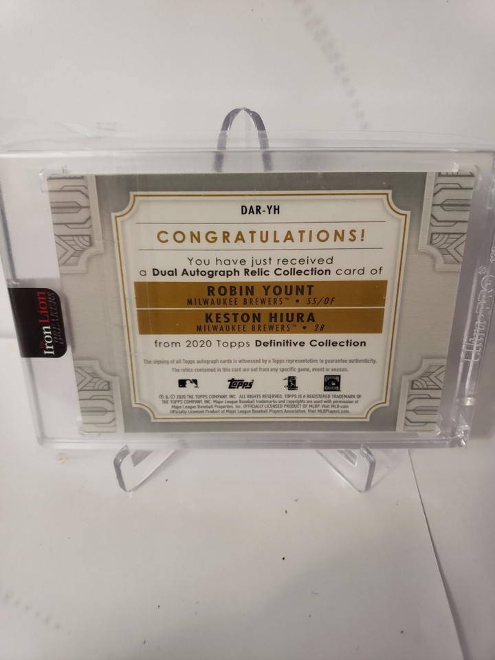 2020 Robin Yount Keston Hiura Topps Definitive AUTO DUAL JERSEY #01/35 ...