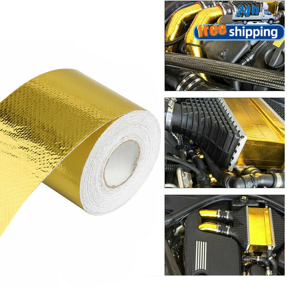2" 30FT Gold Intake Heat Reflective Tape Wrap Self-adhesive High ...