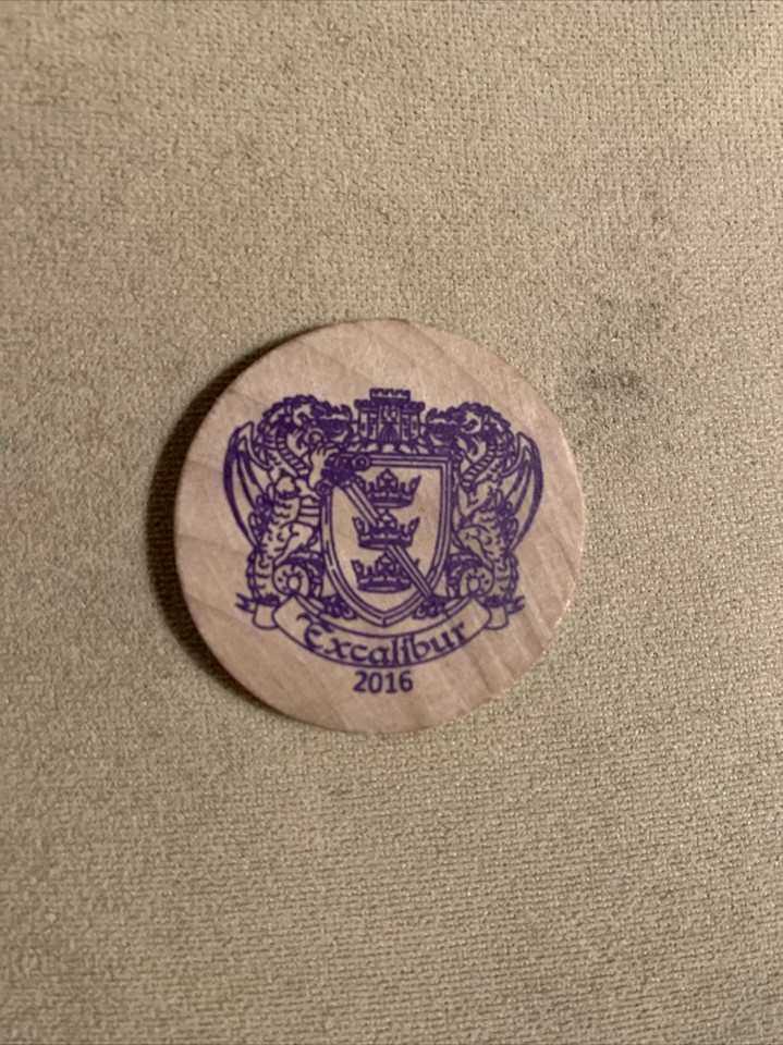 2016 Excalibur wood Mardi Gras DOUBLOON Nola Knight of rock n roll ...