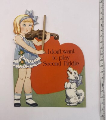 Antique Valentine AmeriCard Fiddle Puppy Dog Violin Rare Standee | eBay