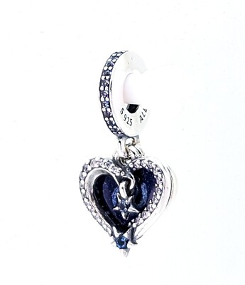 New 100% PANDORA 925 Celestial Shooting Star Heart Double Dangle Charm ...