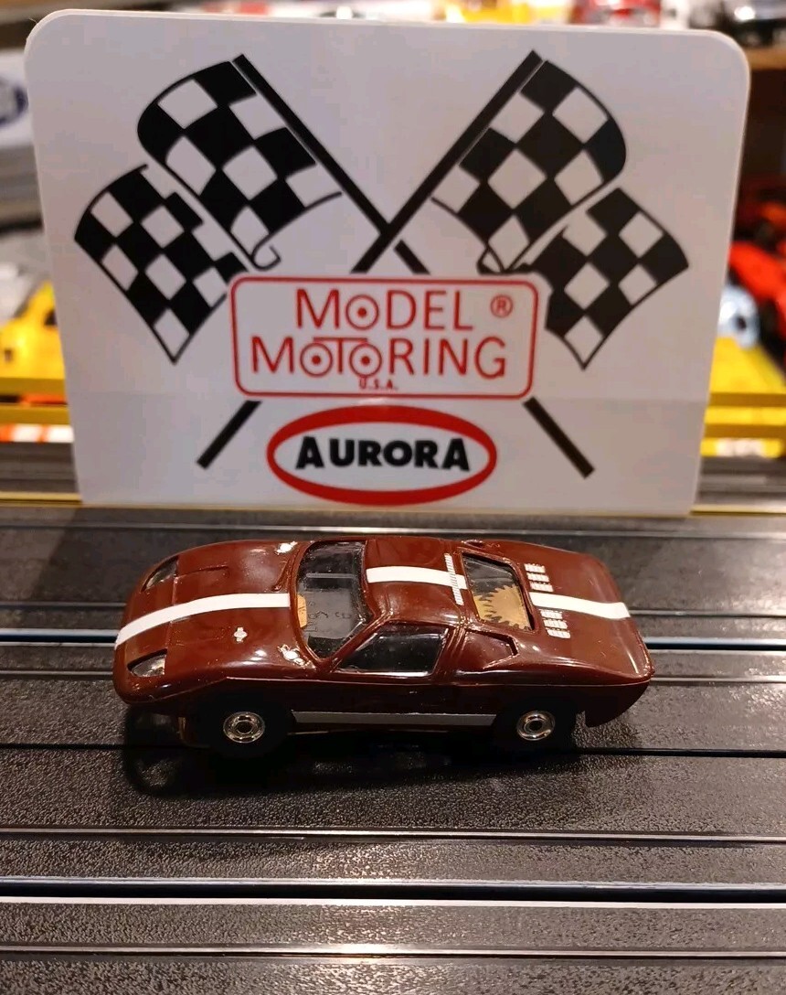 Aurora Tjet H.O Slot Car Brown Ford GT40 Flamethrower/Clear Headlights ...