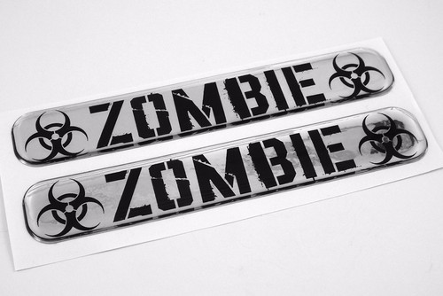 Zombie Domed Decal Emblem Resin chrome car biker stickers 5"x 0.82" 2pc ...