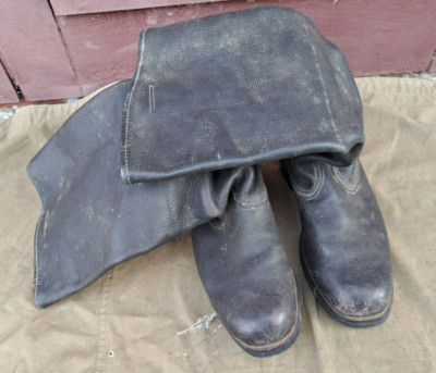 Soviet russian calfskin officer army boots rubber sole size 44 У narrow ...