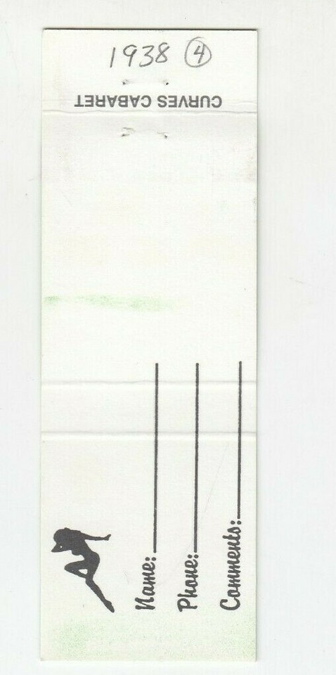 Rare Vintage Matchbook Cover - Girlie - Curves Cabaret - Tuscon Arizona ...