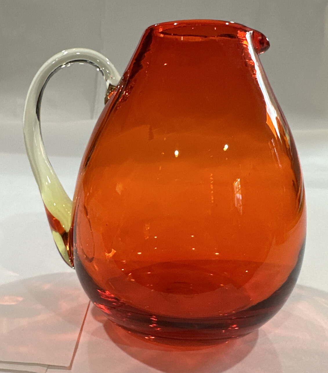 Vintage Orange Glass Pitcher with Clear Handle 3.75 Inch | eBay