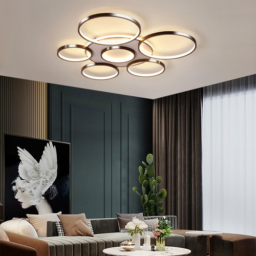 7 Lights Modern Acrylic LED Ring Ceiling Light Chandelier Lamp Fixtures ...
